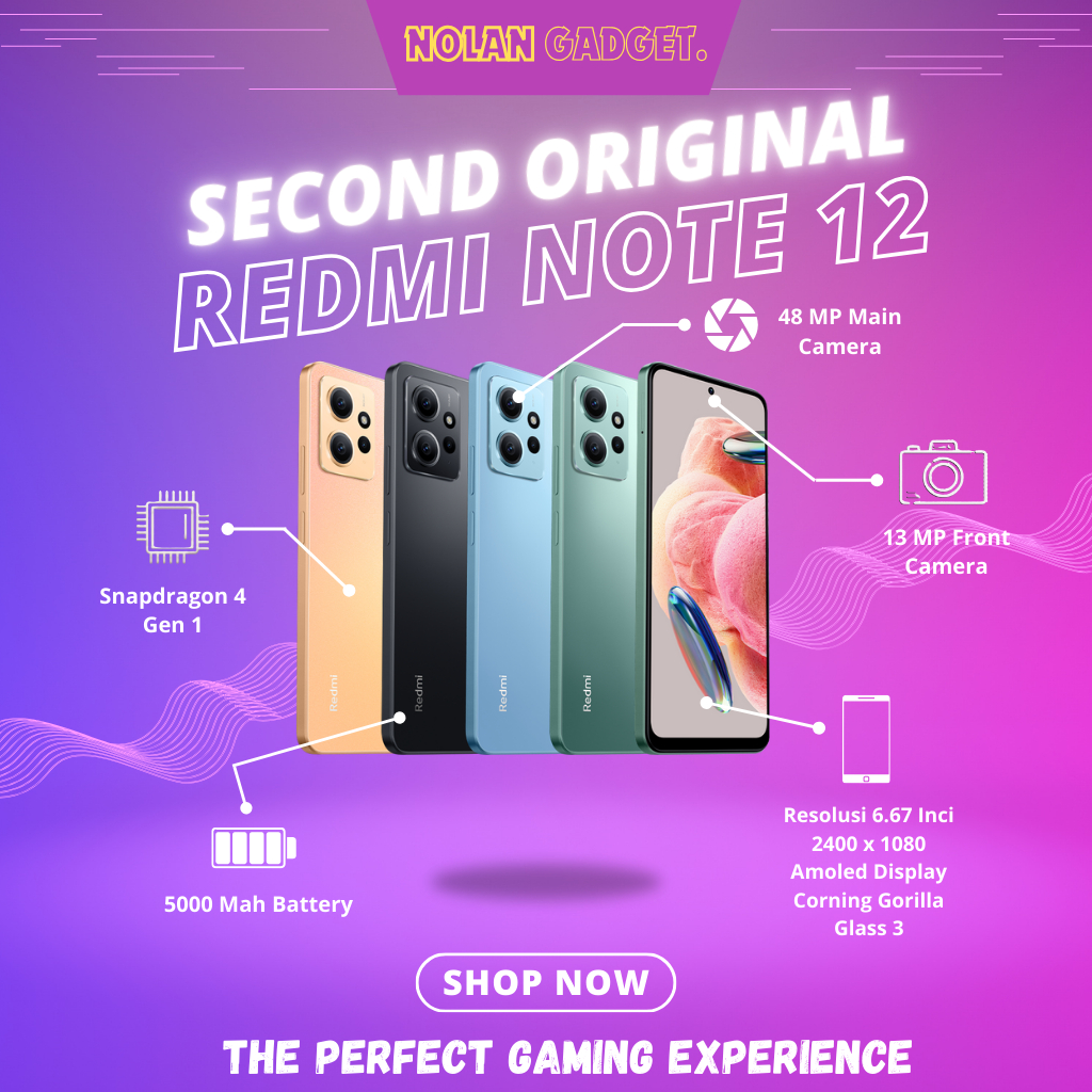 Jual REDMI NOTE 12 RAM • 4/128 • 8/128 GB • 8/256 FULLSET MULUS (SECOND ...
