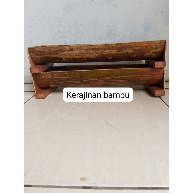 Jual tempat pakan ayam wadah pakan ayam dari bambu petung ukuran jumbo | Shopee Indonesia