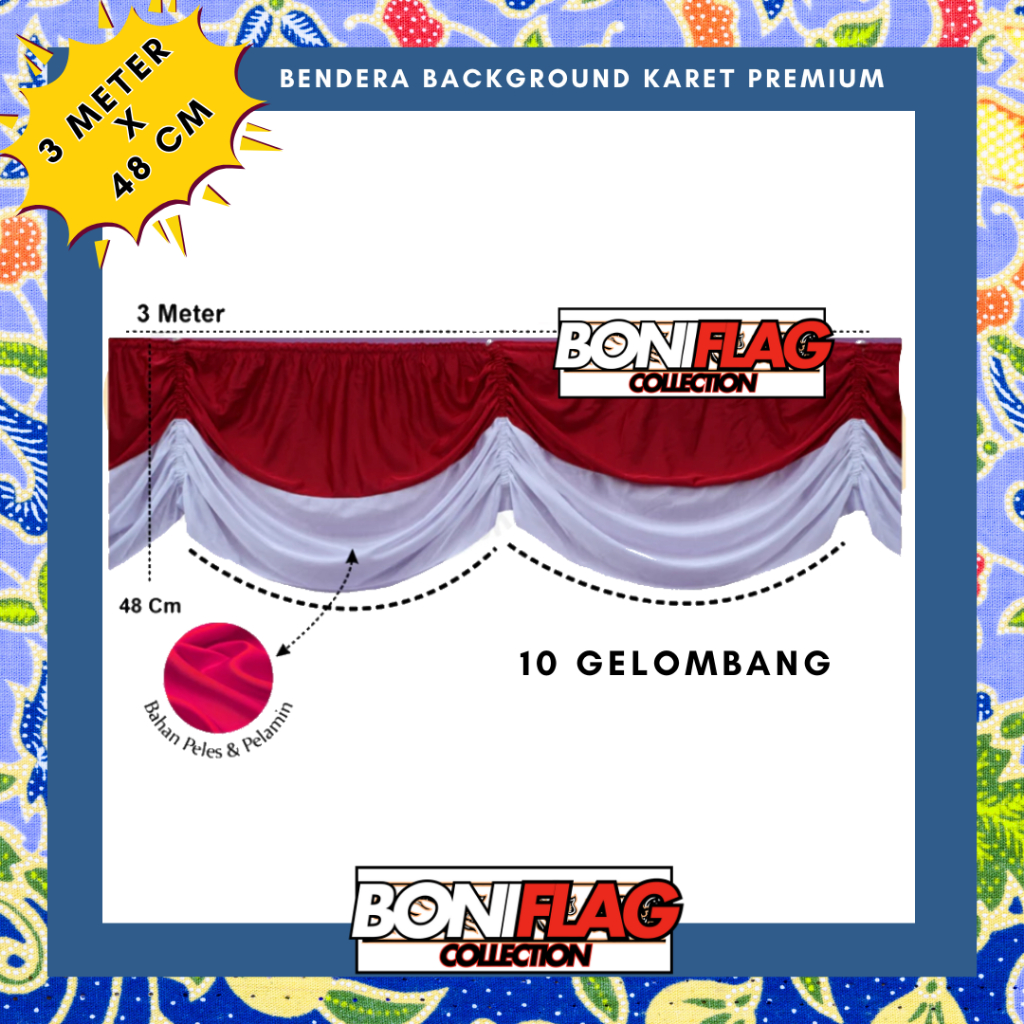 Jual BENDERA BACKGROUND KARET PREMIUM 10 Gelombang (3 meter) | Shopee ...