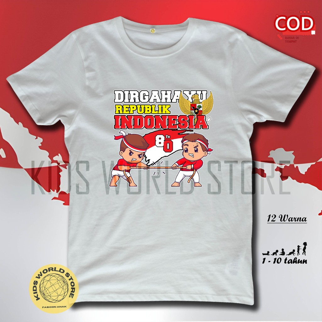 Jual KIDS WORLD STORE Kaos Anak 1-10th Gambar 80TH MERDEKA 17 AGUSTUSAN ...