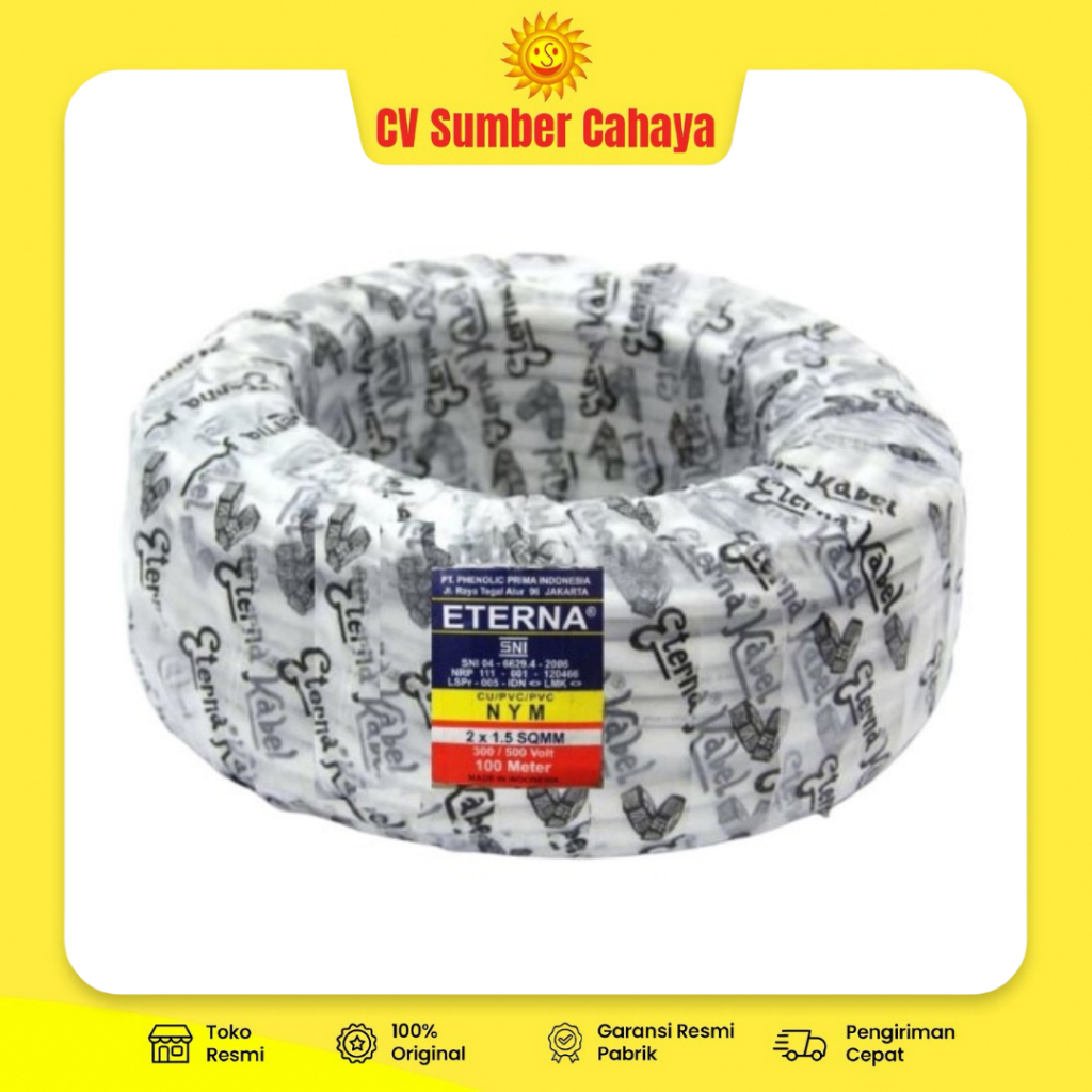 Jual ETERNA Kabel Listrik NYM 2x1,5 NYM 2x1.5 50 Meter 1 Roll 50 M | Shopee Indonesia