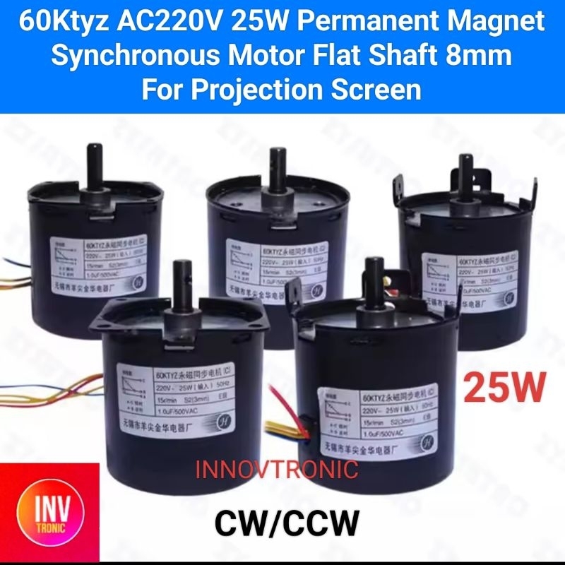 Jual Motor Dinamo 60KTYZ 220V 15RPM 25W Untuk Layar Proyektor Permanent ...