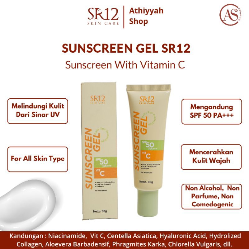 Jual Sunscreen Gel SR12 | Dengan Vitamin C SPF 50 PA+++ Daily Sun ...