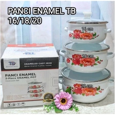 Jual PANCI SET ENAMEL 3PCS TB ESSENTIALS panci set kembang panci set ...