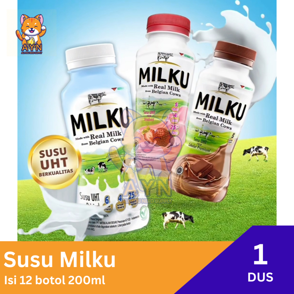 Jual Susu Milku 200 ml Original | Cokelat | Stroberi [ 1 dus isi 12 ...