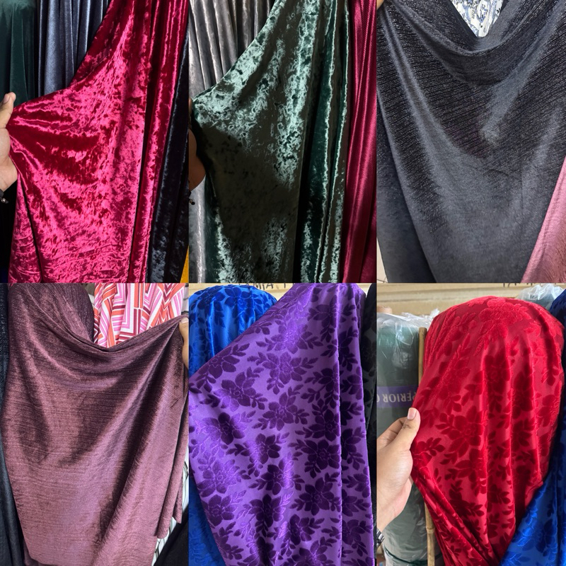 Jual Kain Bludru Motif Stretch / Bahan Bludru Motif Premium (Harga Per ...