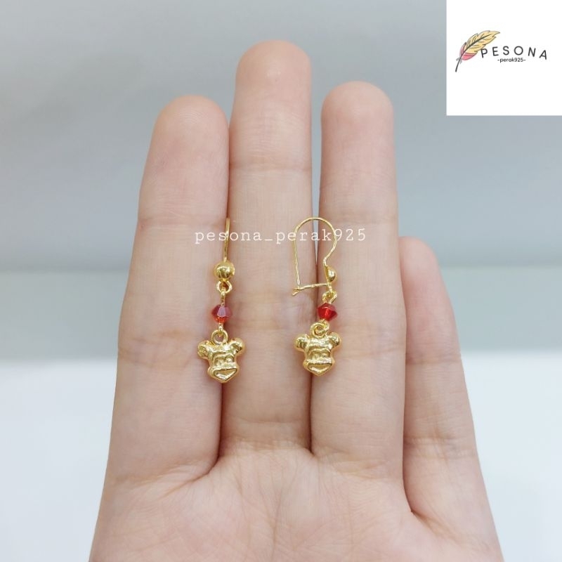 Jual Anting Kait Anak Perak Asli Silver 925 Lapis Emas Putih Model Gantungan Mickey Ukir ...