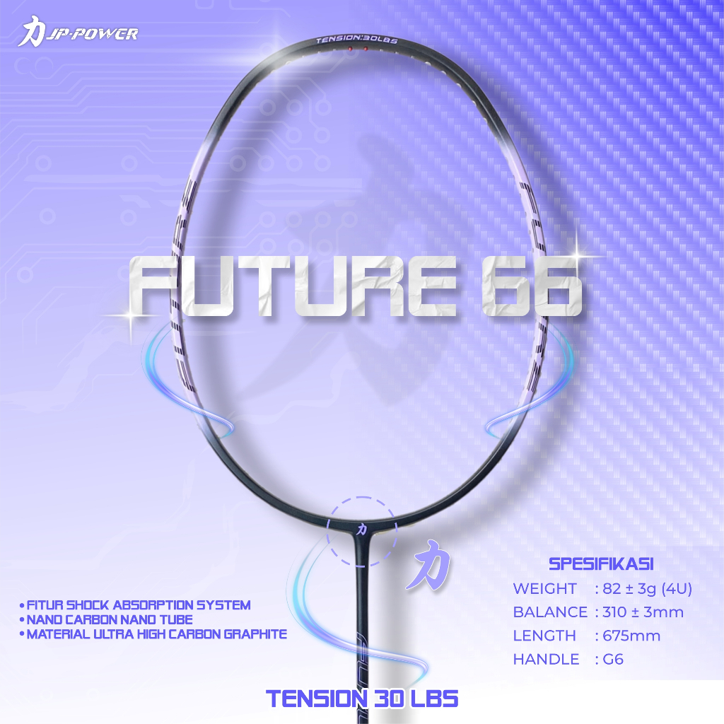 Jual Raket Badminton JP POWER Future 66 Original 4U Bahan Full Carbon ...
