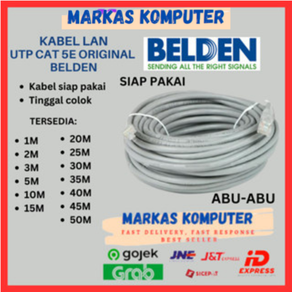 Jual Kabel LAN Belden UTP RJ45 Cat5 Cat 5e ORIGINAL Belden Siap Pakai 15M - 50M | Shopee Indonesia