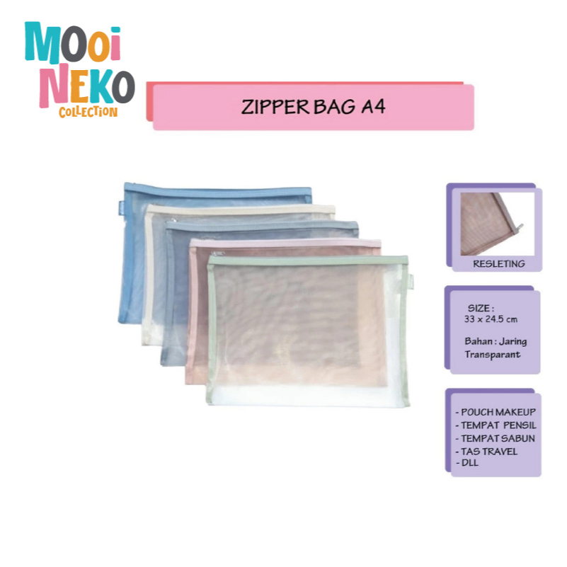 Jual Zipper Bag A4 / Map Zipper / Map Jaring / Zipper Map / Tas ...