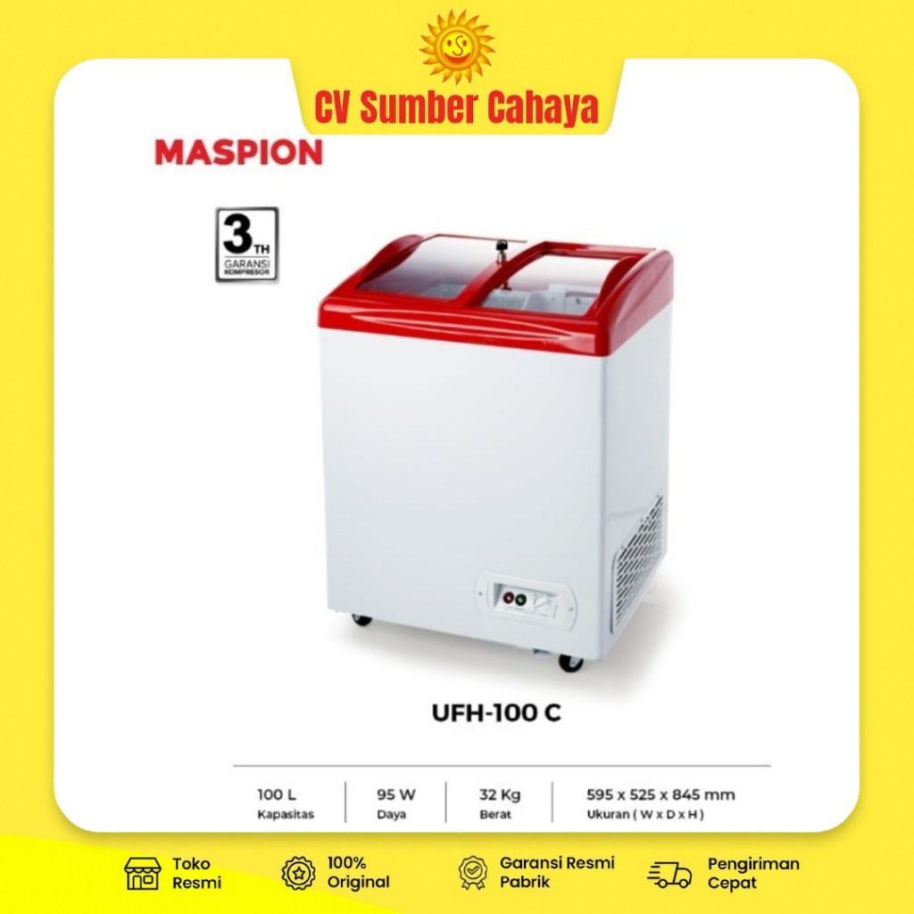Jual Maspion Chest Freezer Box Kaca Sliding Glass 100 Liter Uchida 100L ...
