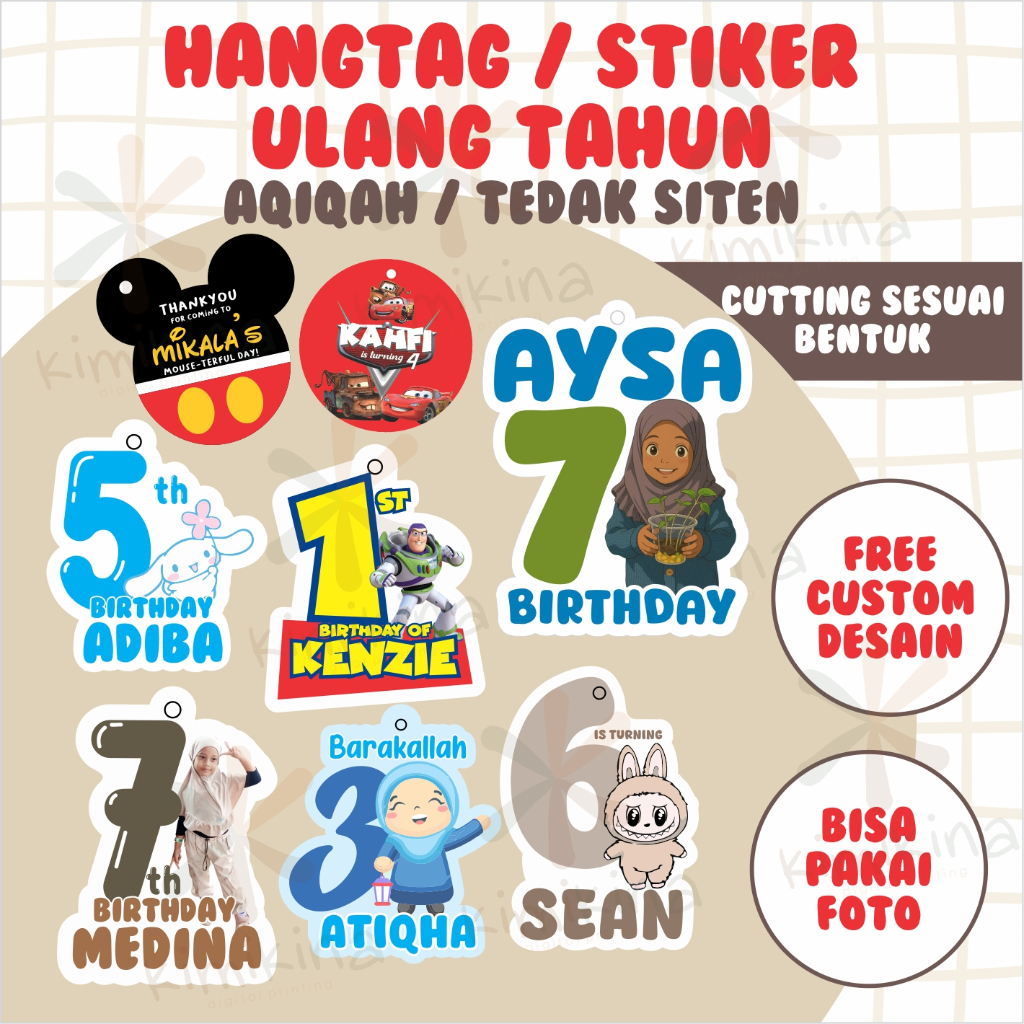 Jual HANGTAG / STIKER ULANG TAHUN CUSTOM / ULTAH / BIRTHDAY / AQIQAH ...