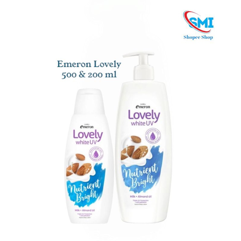 Jual HAND BODY EMERON LOVELY WHITE UV BODY LOTION 500 ml & 200 ml | Shopee Indonesia