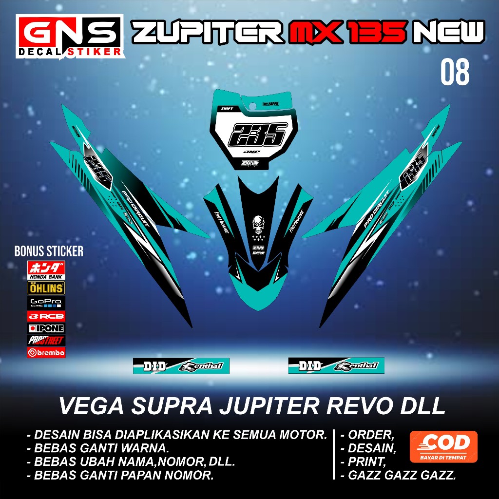 Jual COD STRIPING STIKER RBT JUPITER MX 135 NEW CUSTOM SUPERMOTO TERBARU GN08 | Shopee Indonesia