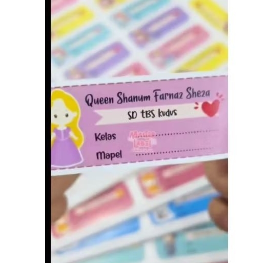 Jual Print Cetak Stiker Nama Buku Sekolah Custom Stiker Label Nama ...