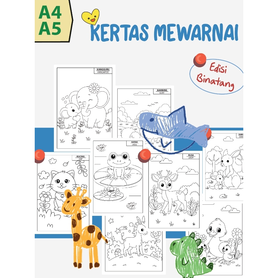 Jual Kertas Gambar Mewarnai Kreatif / A4 & A5 100GSM | VARIASI GAMBAR ...
