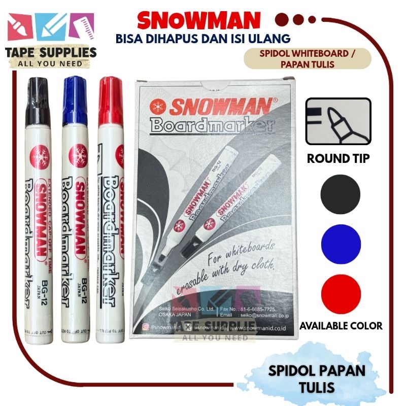 Jual (12 Pcs) Spidol Snowman WHITE BOARD (BG-12) / spidol papan tulis ...