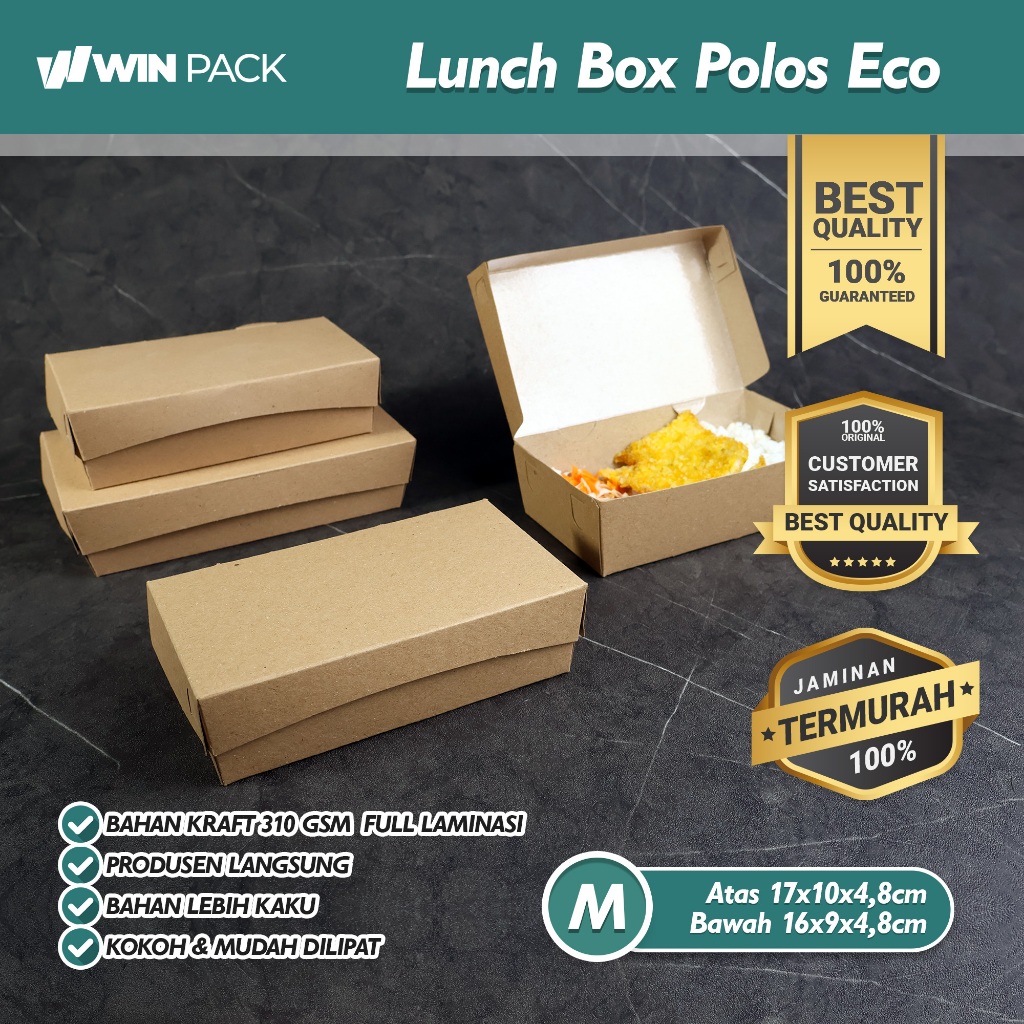 Jual Isi 50 Pcs Paper Lunch Box M Kraft 310 Laminasi PE | Size M Eco ...