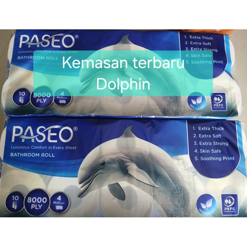 Jual Tissue Paseo Dolphin toilet isi 10 rolls (4,play Per roll 200,shit ...