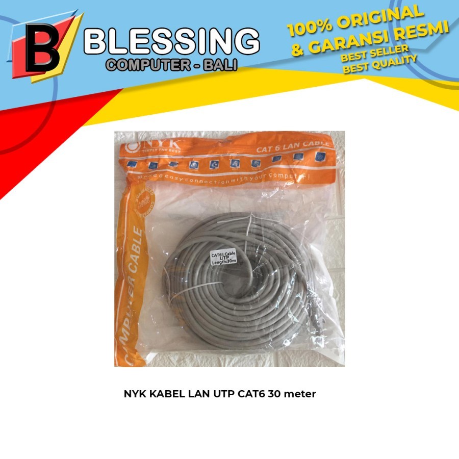 Jual KABEL LAN 30 meter cat 6 NYK / KABEL LAN 30M Cat6 / KABEL LAN Cat6 30m | Shopee Indonesia