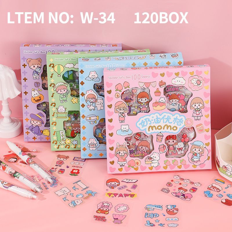 Jual Sticker Anak Waterproof Sticker Momo W-34 Dapat Box Isi 100 Lembar ...