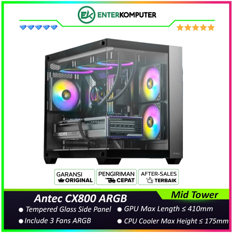 Jual Antec CX800 ARGB - Mid Tower Gaming Case - Dual Chamber Design ...