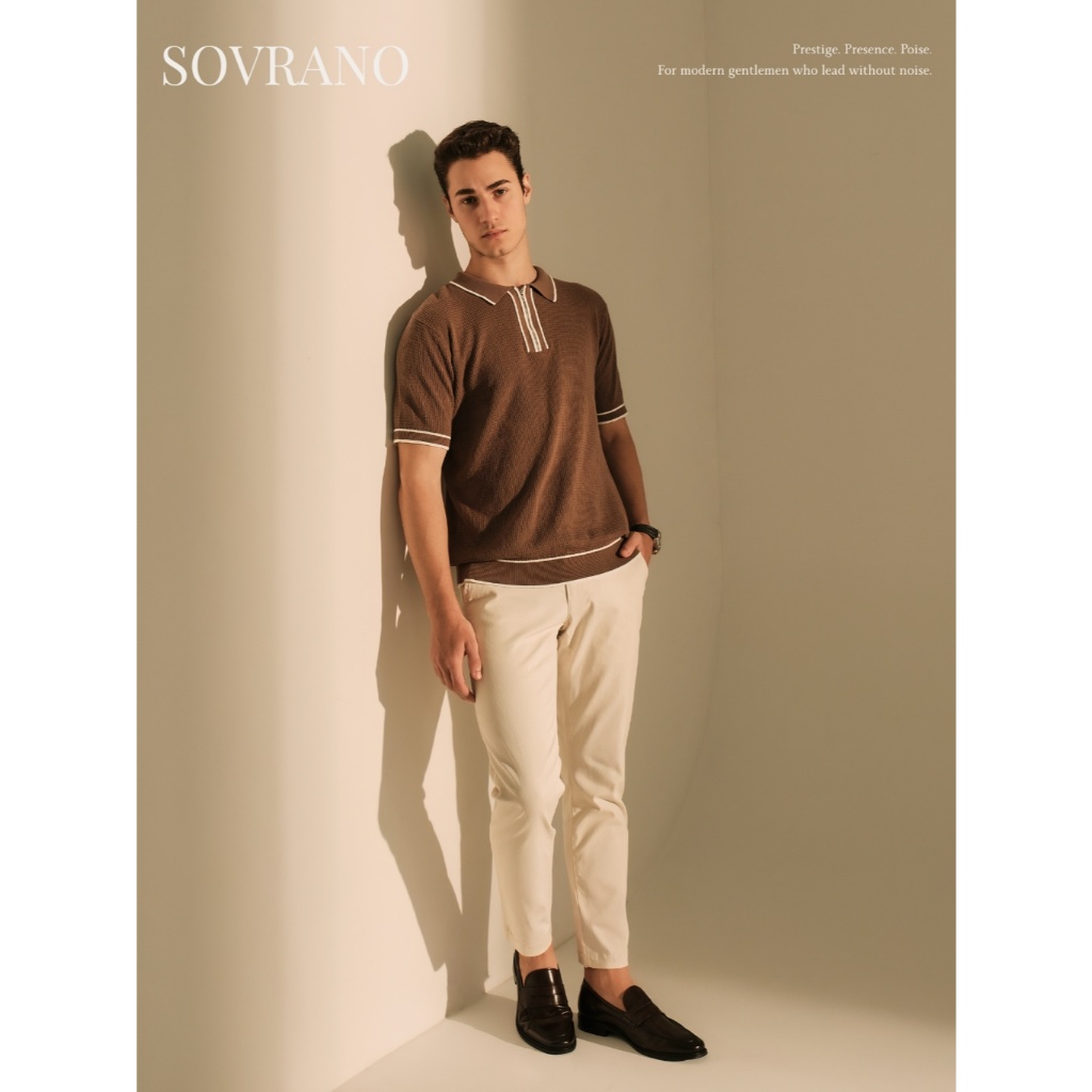 Jual SOVRANO - Genesis Knit Polo Shirt - Mocha | Shopee Indonesia