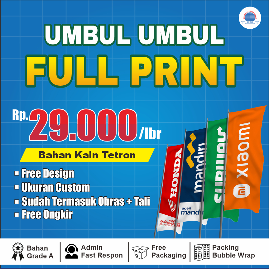 Jual CETAK UMBUL UMBUL CUSTOM FULL PRINT (KAIN IMPORT, TERMURAH & SUDAH ...