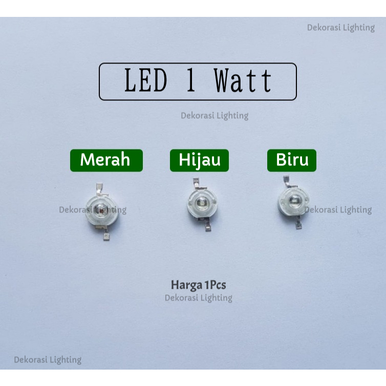 Jual Lampu mata chip led 1w dc merah biru hijau high power led hpl ...