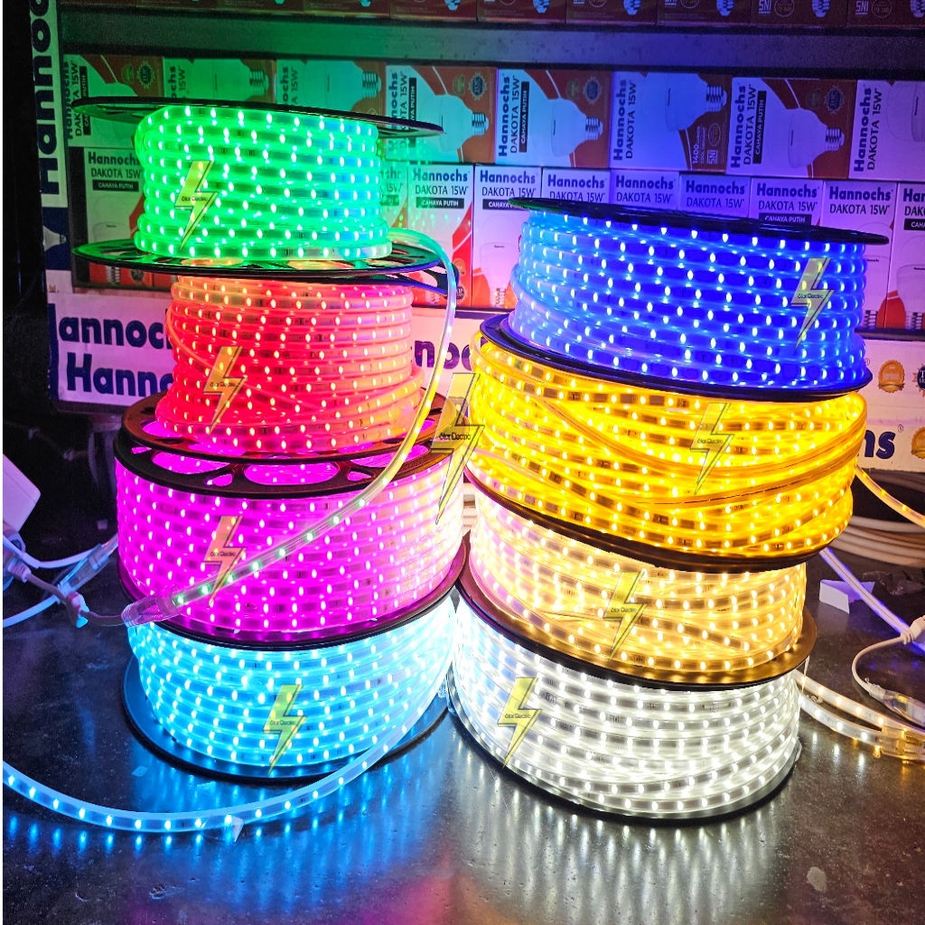 Jual LED Strip Selang Model Jepit 100 Meter 5050 AC 220V Super Terang ...