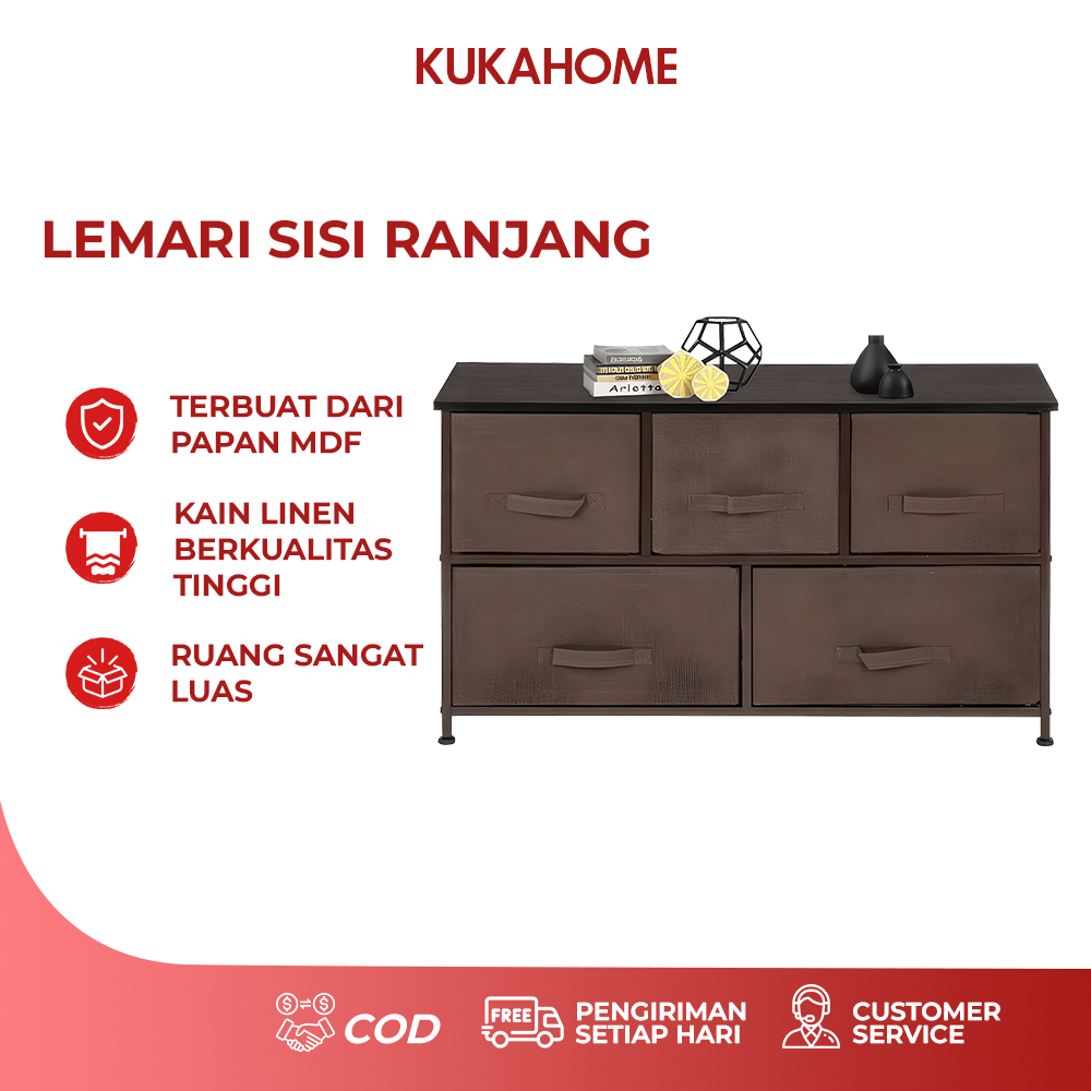 Jual KUKAHOME Lemari Kain Linen 5 Laci Lemari Kabinet Multifungsi Rak ...