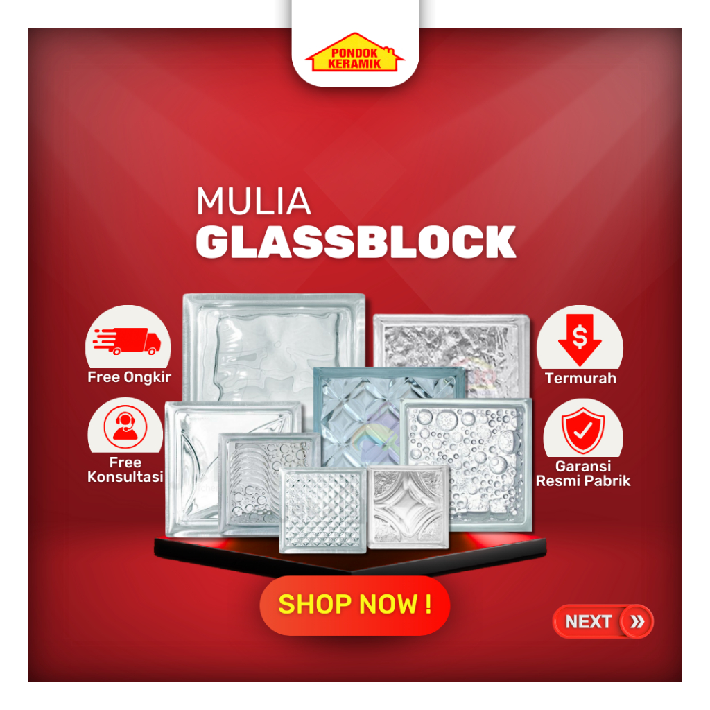 Jual Glass Block Mulia 1 Dus Isi 6 Pcs Ukuran 20x20 Cm Glassblock Kaca ...