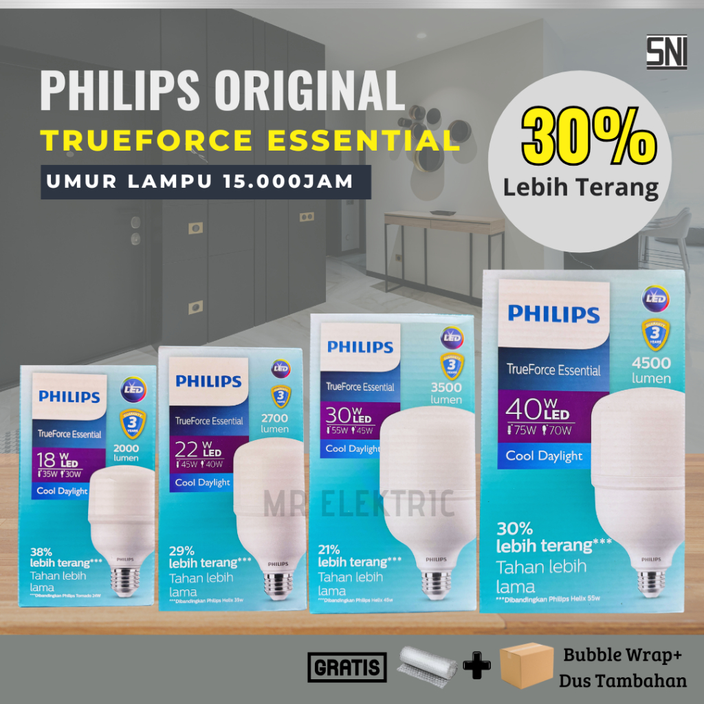 Jual Lampu Philips LED Essential TrueForce Original 18W 22W 30WAT 40WATT Bohlam Tabung Cahaya ...