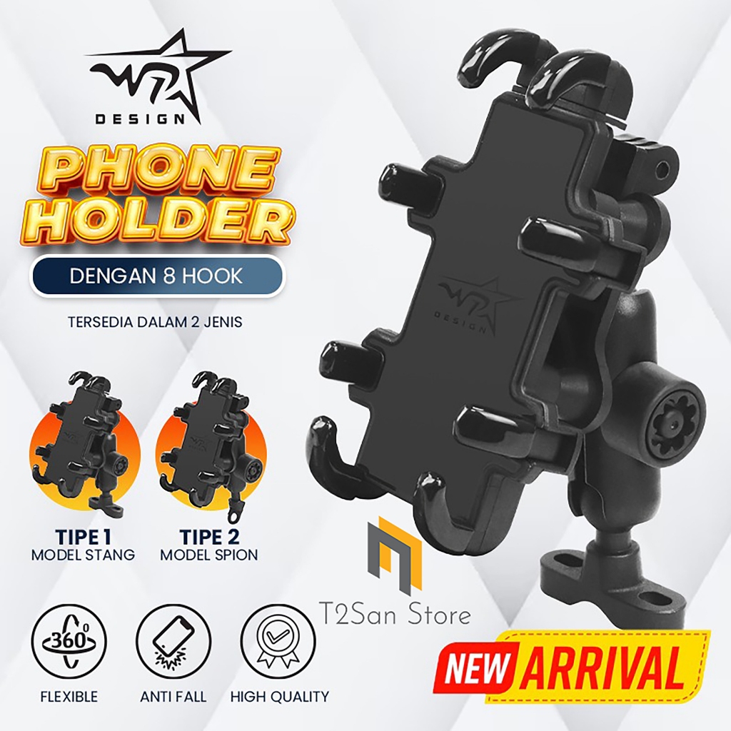 Jual Holder Handphone Motor Premium Design (bahan Besi) 8 hook | Shopee ...