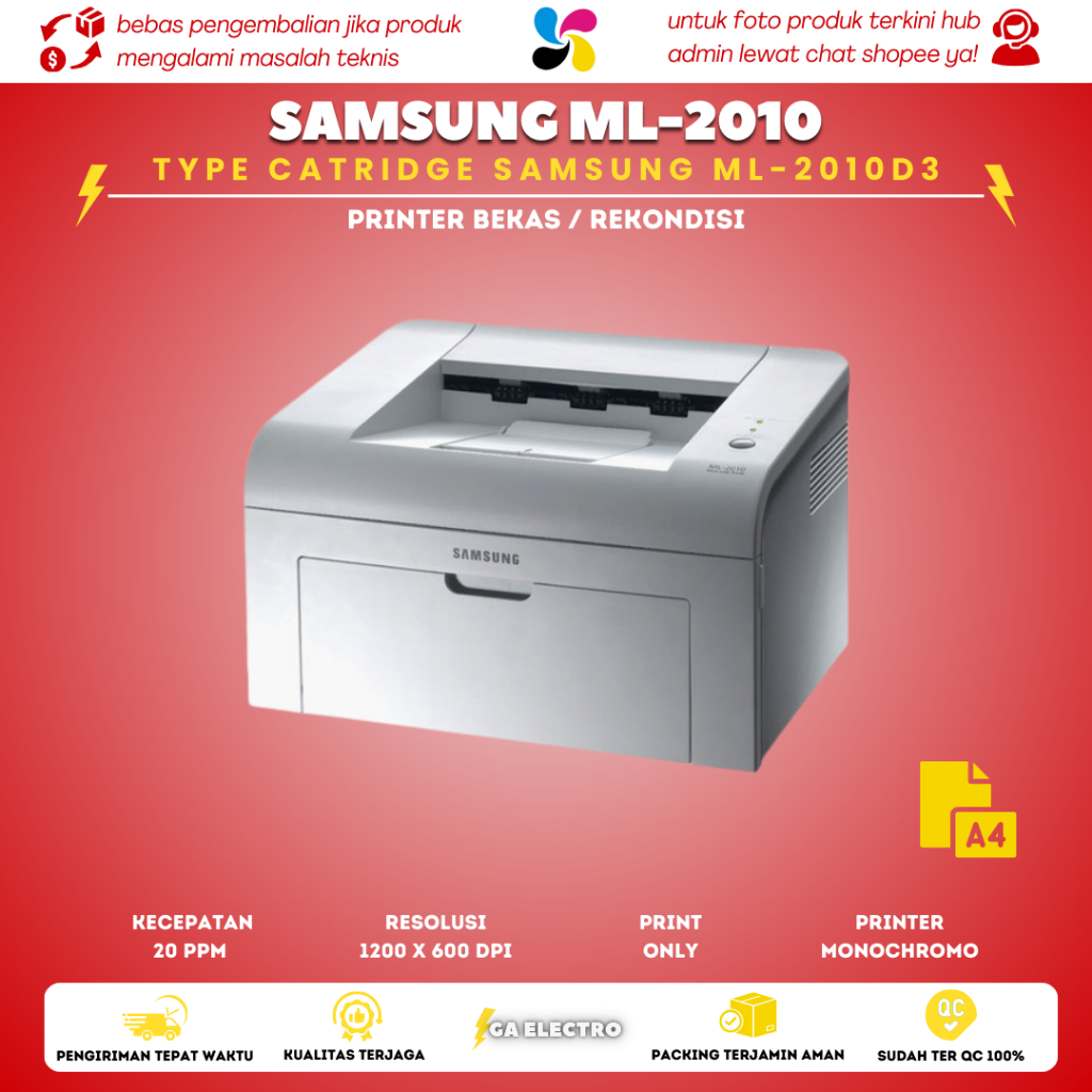 Jual printer laserjet samsung ML 2010 monochrome siap pakai | Shopee ...