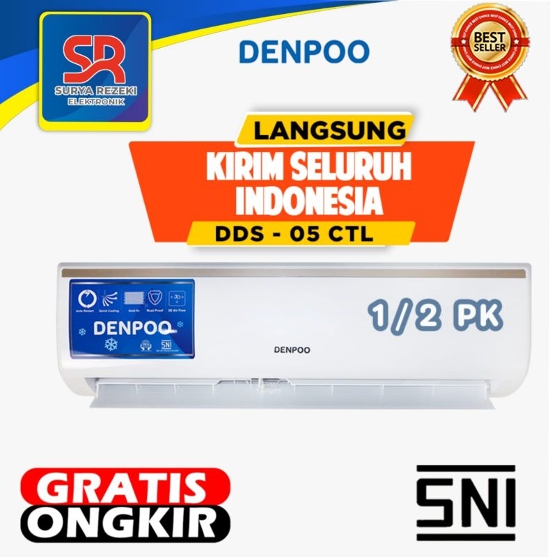 Jual DENPOO AC SPLIT PENDINGIN RUANGAN1/2PK DDS-05CTL | Shopee Indonesia