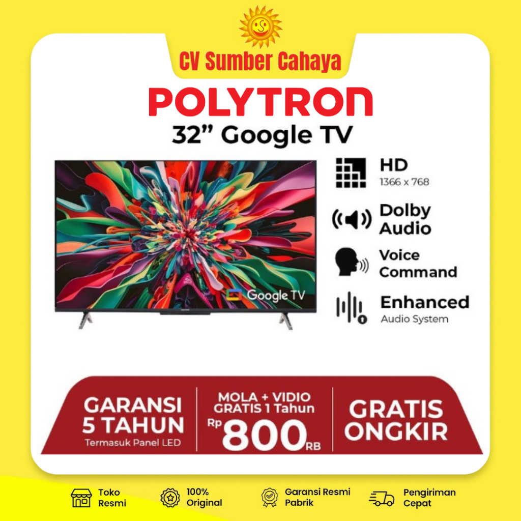 Jual Polytron LED Smart Google TV 32" HDR Cinemax Digital PLD 32RG9059 ...