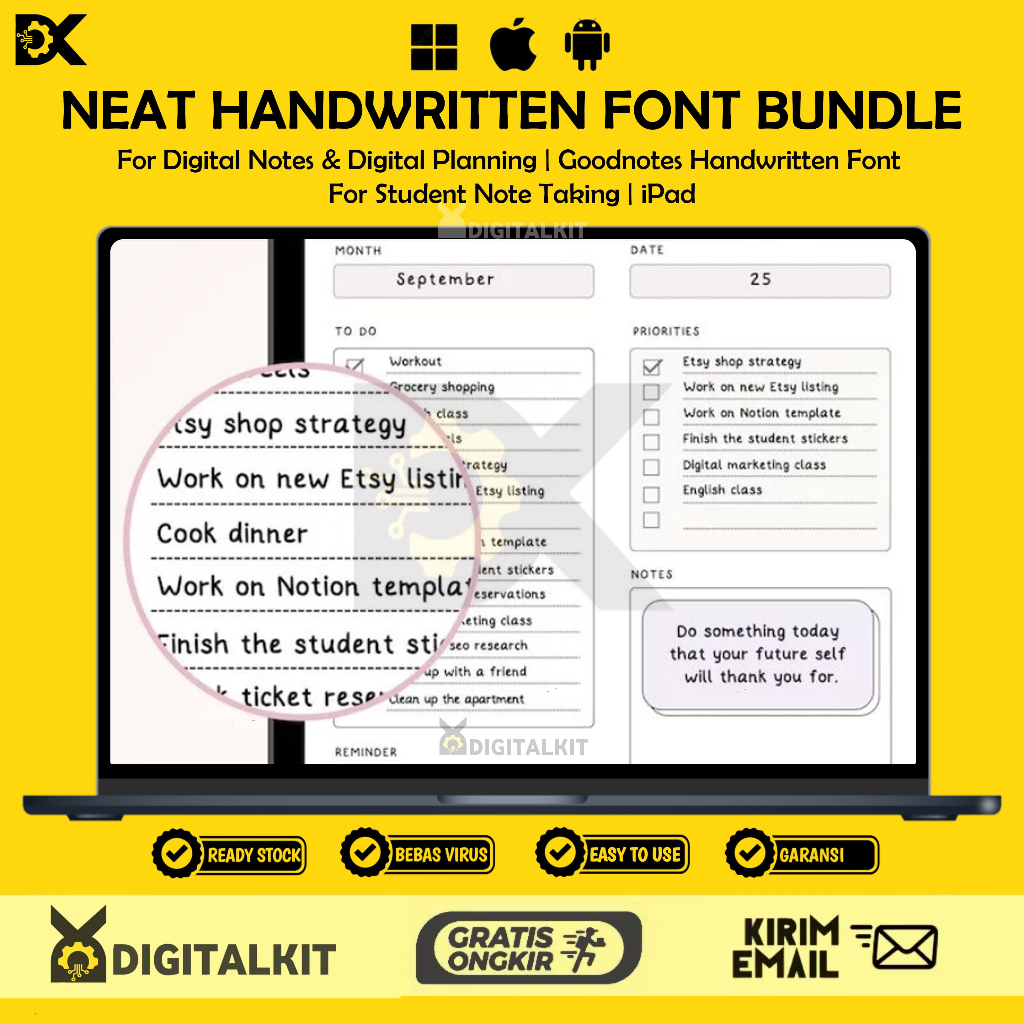 Jual [T0248] NEAT HANDWRITTEN FONT For Goodnotes Handwriting Font for ...