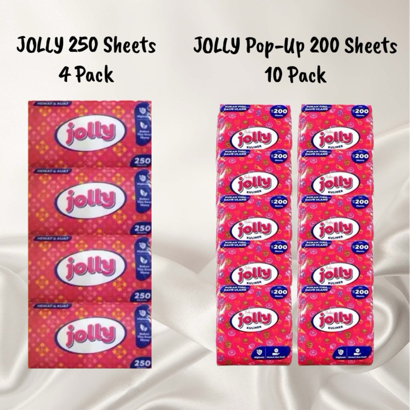 Jual TISSUE JOLLY 250s (4 pack) & JOLLY POP-UP 200s (10 pack) | Shopee ...
