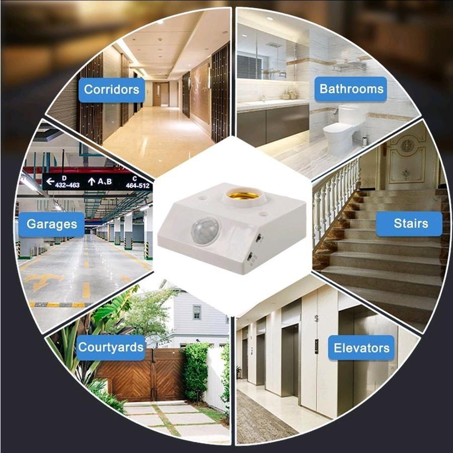 Jual Fitting Lampu Otomatis Sensor Gerak Soket E27 PIR Sensor Infrared ...