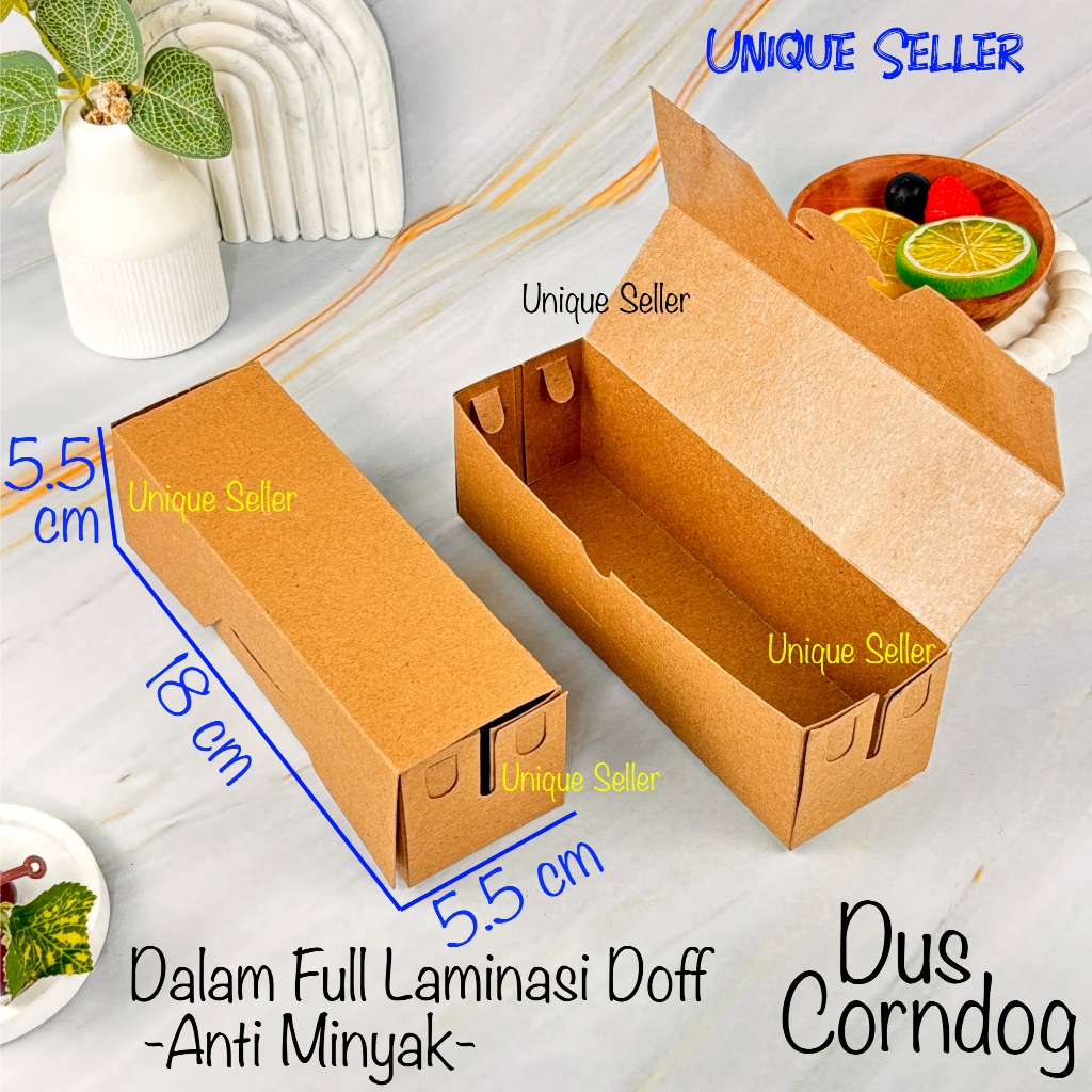 Jual [Isi100] Dus Box Kotak Corndog Sosis 18x5.5x5.5 KRAFT Laminasi ...
