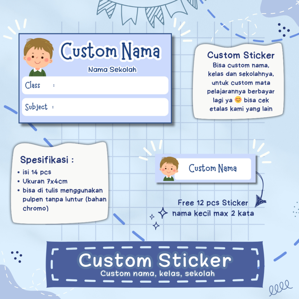Jual Custom Sticker Nama Buku Label Mata Pelajaran Sekolah Anak Azura ...