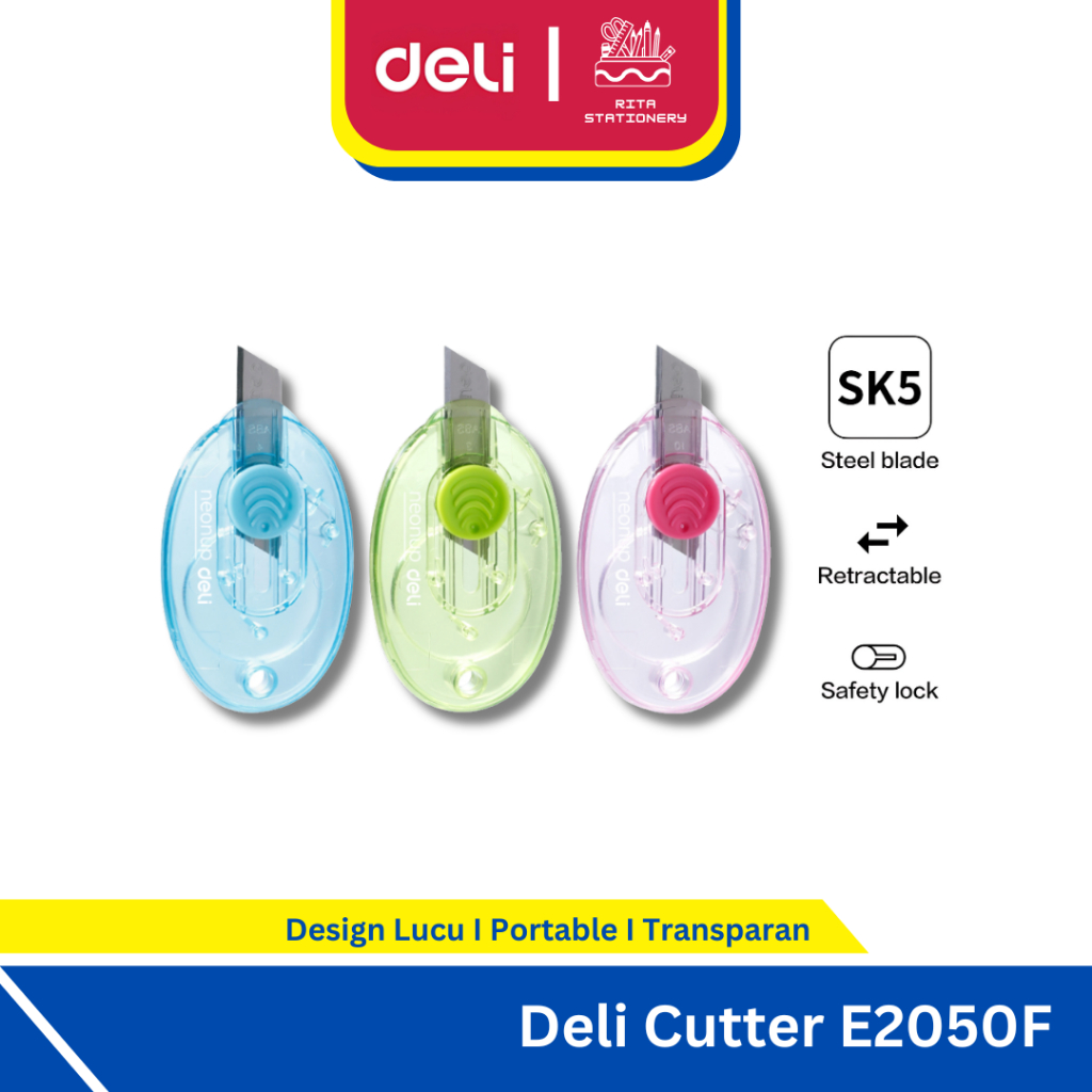 Jual Deli Cutter Mini / Cutter Lucu Anti Karat Transparan Bening Clear ...