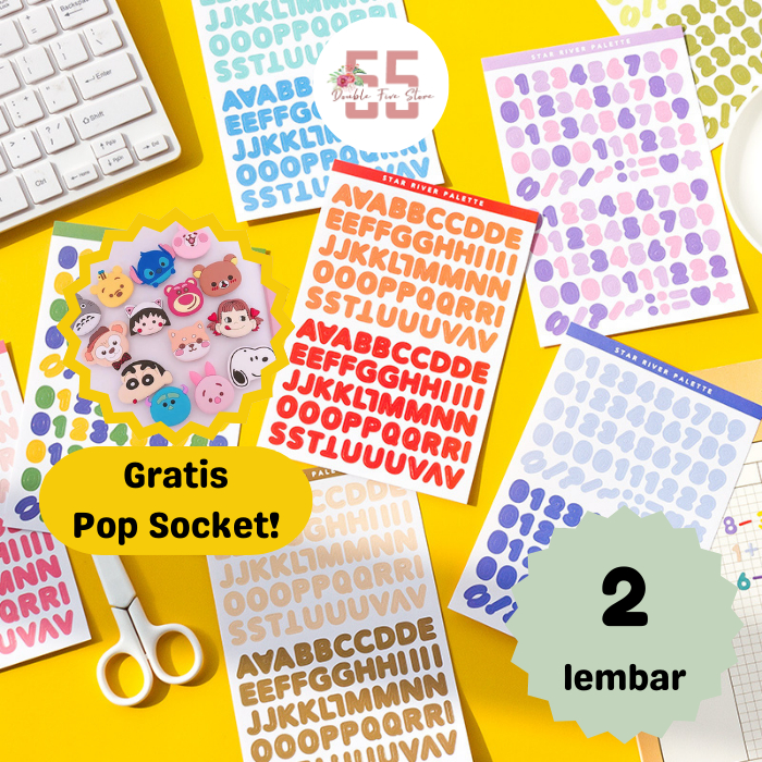 Jual Sticker Aesthetic Dekorasi Jurnal Scrapbook Motif Huruf Angka ...