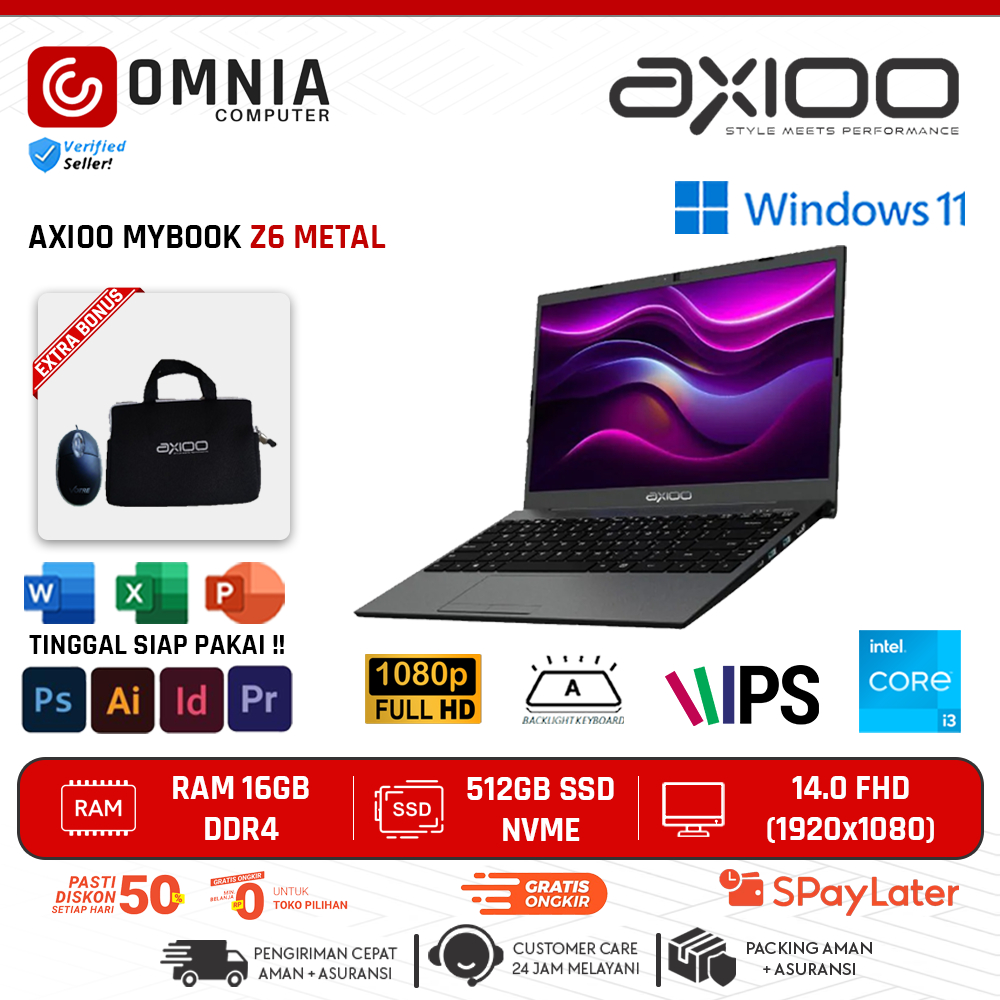 Jual Laptop Axioo Mybook Z6 Intel Core i3 1215U Ram 16GB 512GB ssd 14 Inch IPS Windows 11 ...