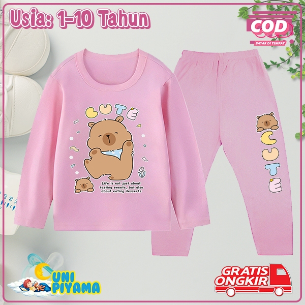 Jual Baju Tidur Anak Capybara Lucu Stelan Panjang Anak Cewek atau Cowok ...