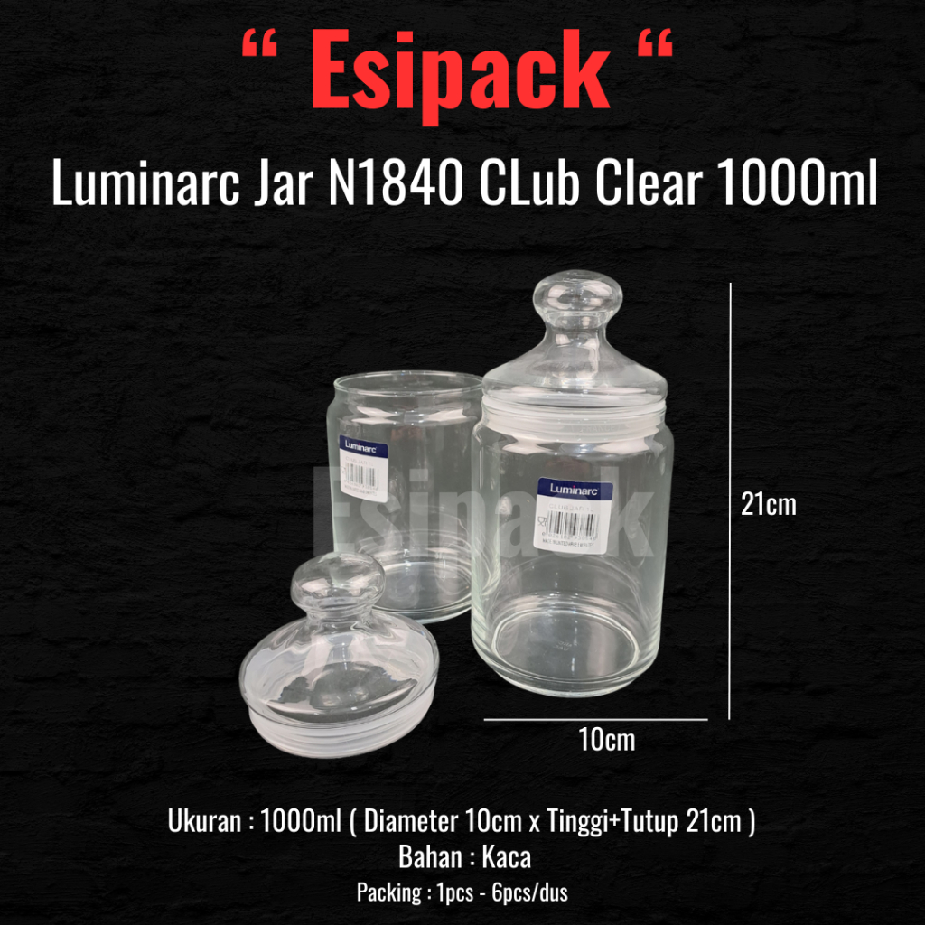 Jual Luminarc Toples Kaca Botol Jar Beling 1000ml (12pcs) | Shopee ...