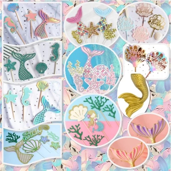 Jual HIASCAKE Cake Topper Mermaid Set – Hiasan Kue Happy Birthday Tema ...