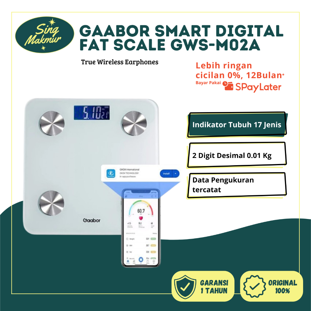 Jual Gaabor Smart Digital Fat Scale|Timbangan Komposisi Tubuh dgn App ...