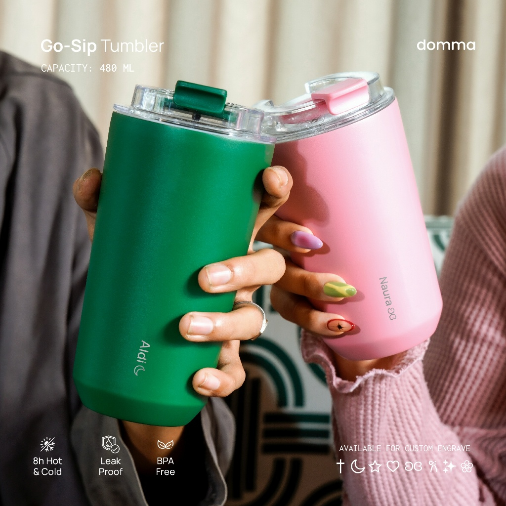 Jual [Domma] Custom Engrave 480 ml Go-Sip Tumbler Double Wall Stainless ...